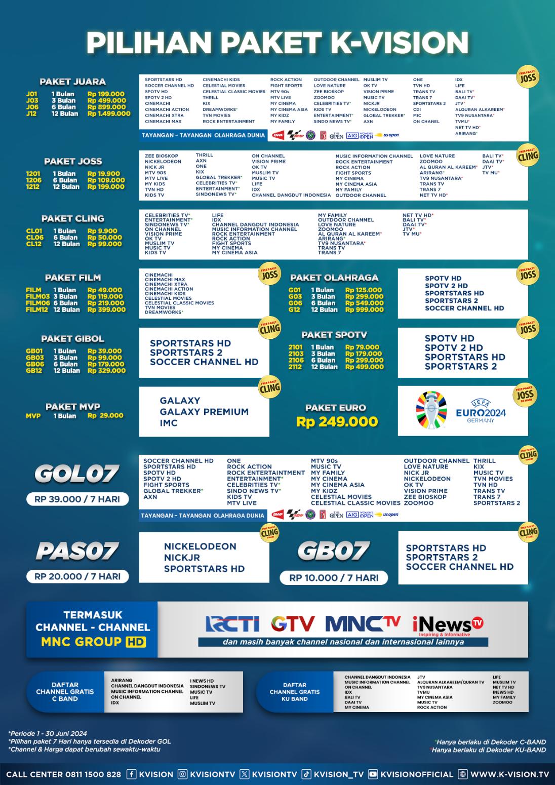 Paket dan Dekoder K-Vision Bromo