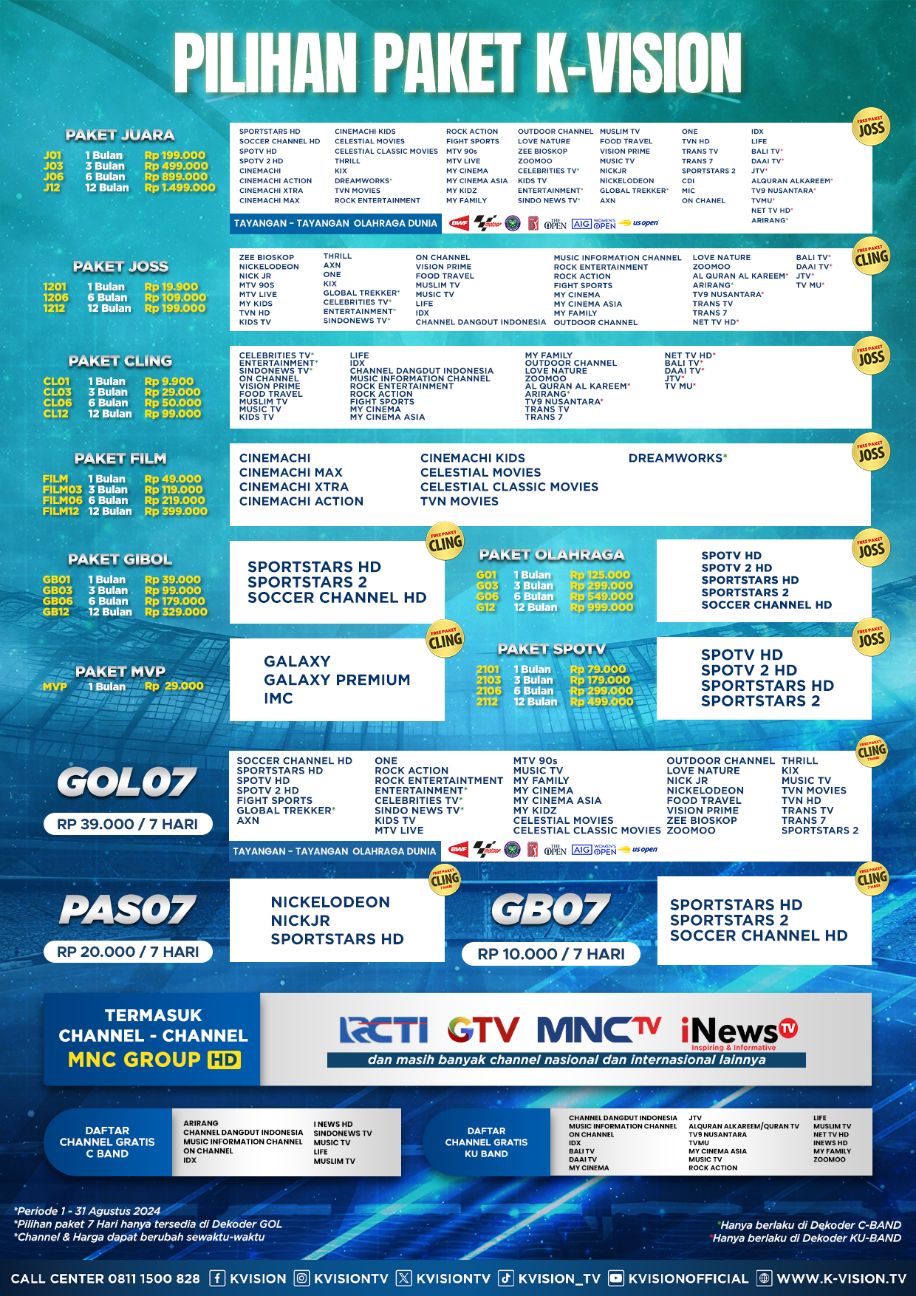 Paket dan Dekoder K-Vision Bromo